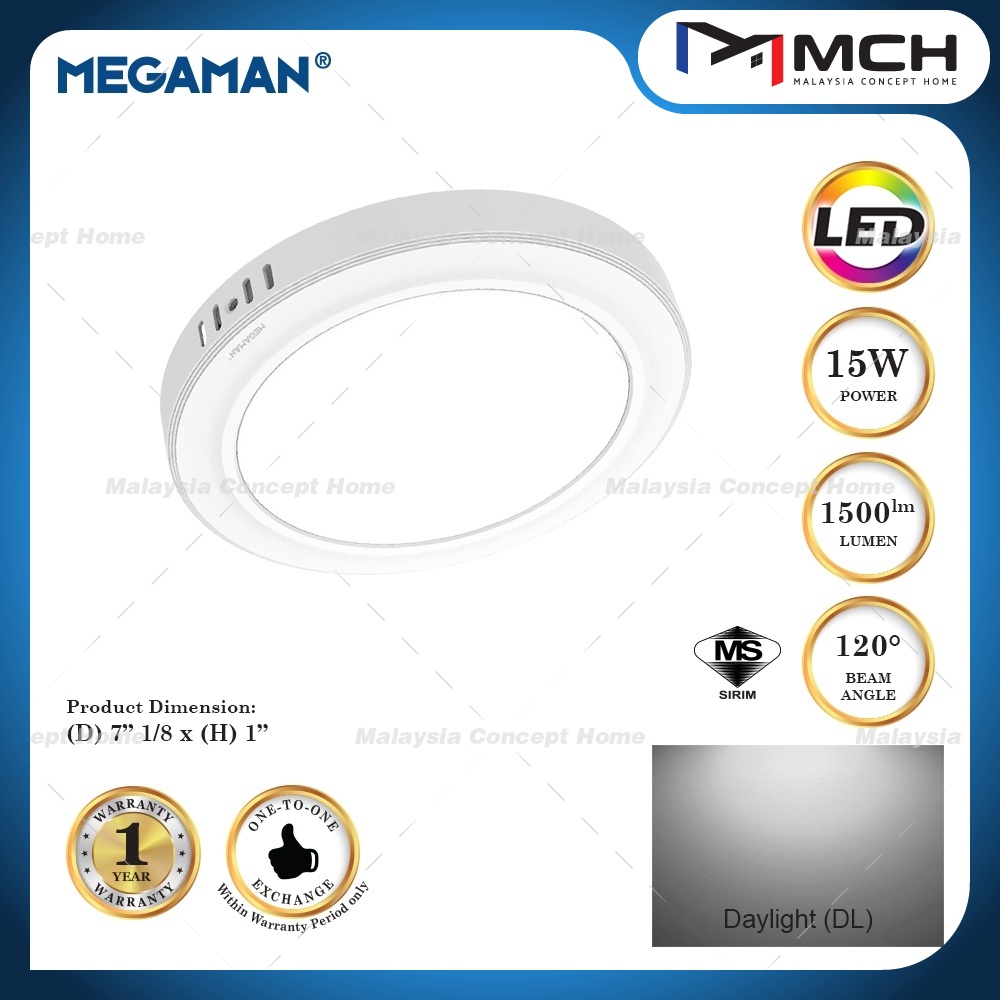 [SIRIM] MEGAMAN 6" / 8" / 10" LED SURFACE DOWNLIGHT 15W / 24W / 30W ENERGY SAVING LED STRAIGHT ...