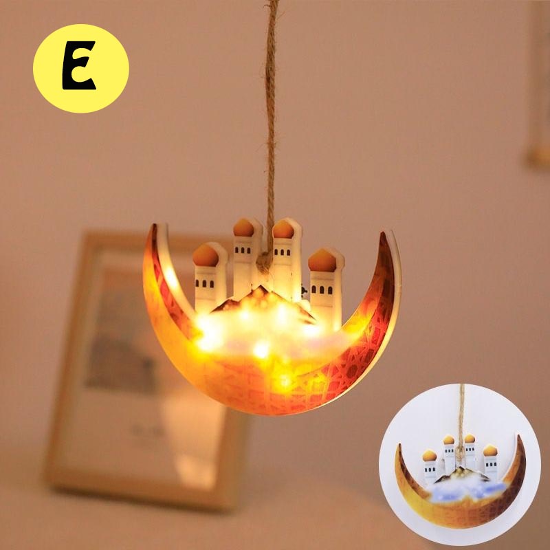 New Raya LED Star Moon Pendant Lamp Ramadan Fortress Modeling Blinking ...