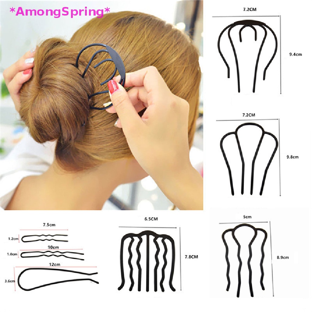 AmongSpring> Women Hair Insert Comb Messy Bun Hair Pin Metal Wave Shape ...