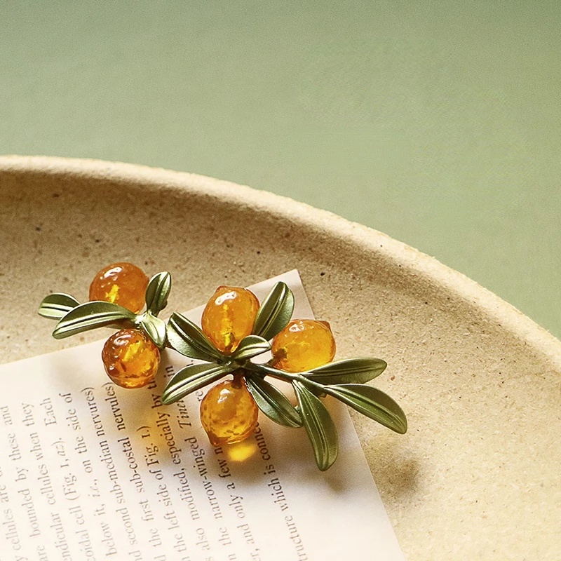 Plant Fruit Creative Orange Cherry Brooch Trendy Orange Brooch Creative ...