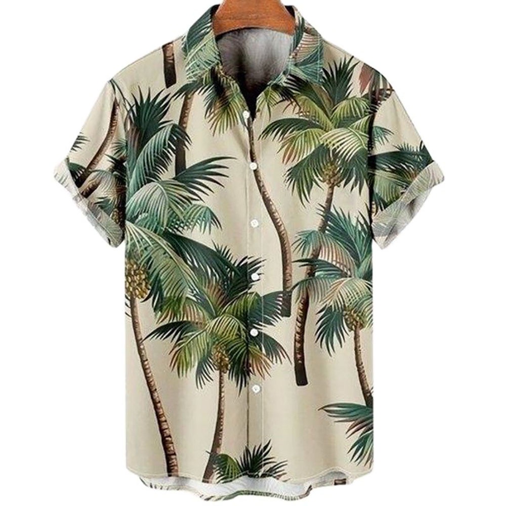 Hawaiian Short Sleeve Men's Shirt with 3d coconut tree print for ...