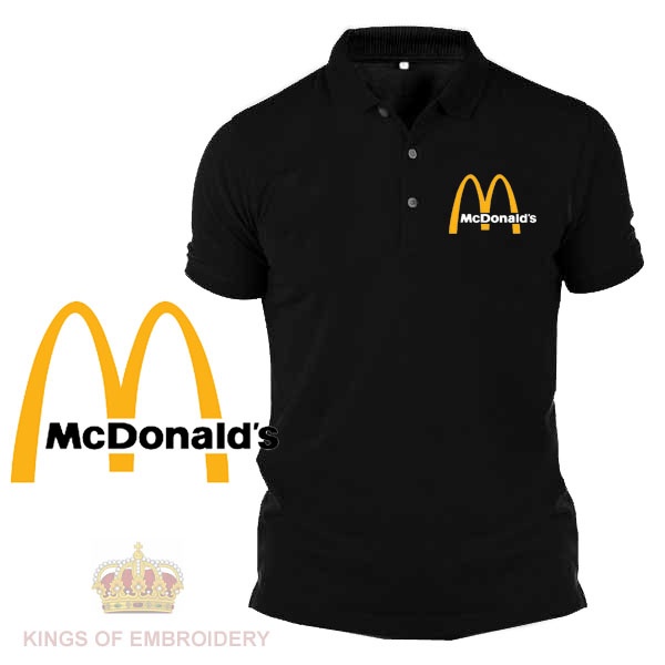 Baju logo Sulam Polo Classic T Shirt Embroidery logo Mcdonald's Fast Food Meal Mc Cafe FOR MEN ...