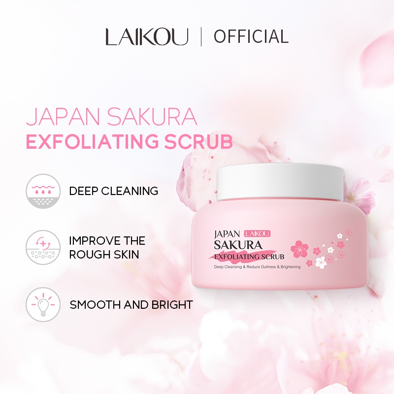 LAIKOU Japan Sakura Face Body Scrub Exfoliating Dead Skin Deep ...