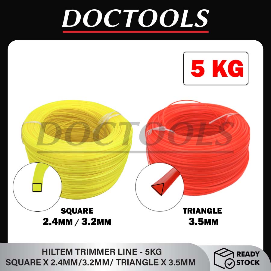 HILTEM BRUSH CUTTER TRIMMER LINE 5KG/2.4MM 3.2MM 3.5MM-SQUARE/TRIANGLE/TALI MESIN RUMPUT/NYLON ...