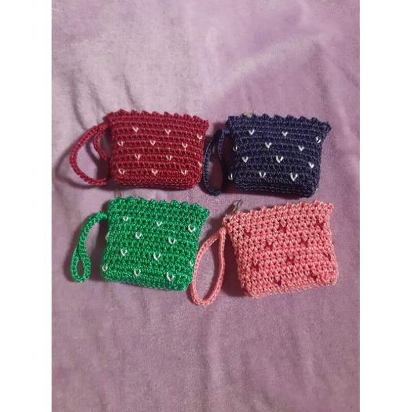 Polkadot Knitting mini Coin Wallet/mini Wallet/Cute Wallet | Shopee ...