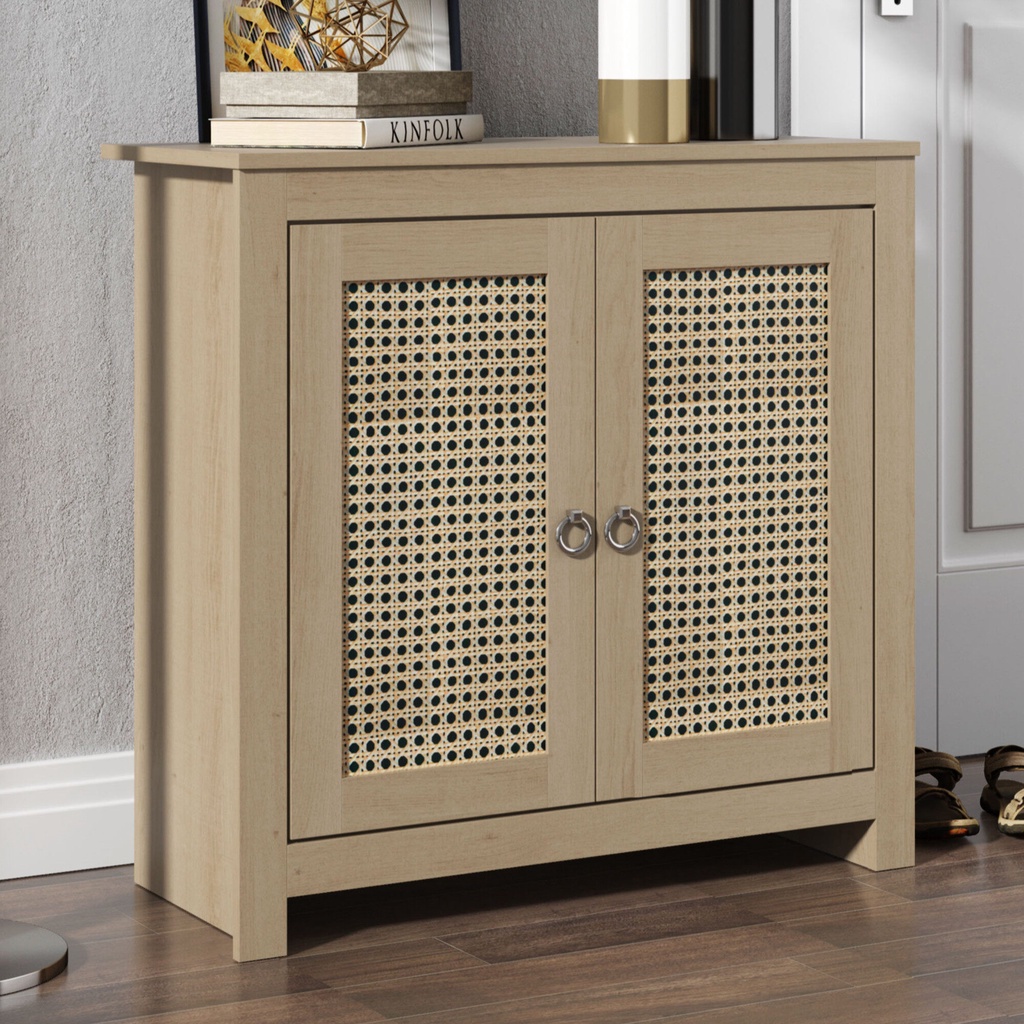 Tomato Home Jolene Shoe Cabinet with Rattan Effect 2.5ft Height Cabinet ...