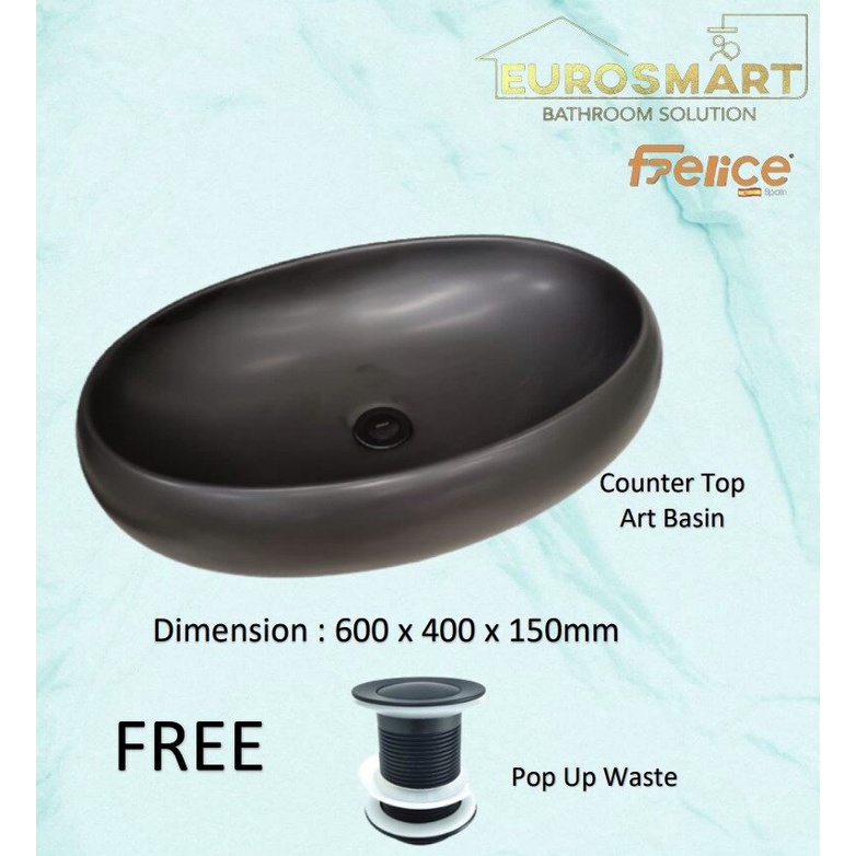 FELICE COUNTER TOP BASIN - Matt Black | Shopee Malaysia