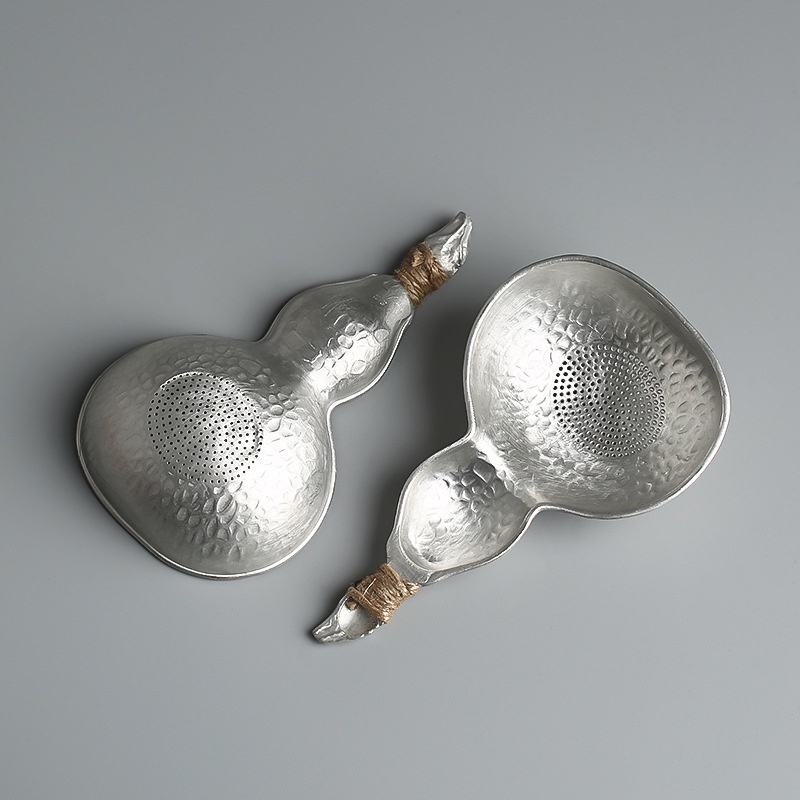 Pure Tin Gourd Tea Drain [Huayun] Handmade Hammer Pattern Tea Residue ...