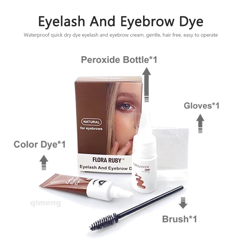 FLORA RUBY eyelash Eyebrow Dye Paste Tint Kit Waterproof Mascara Fast ...