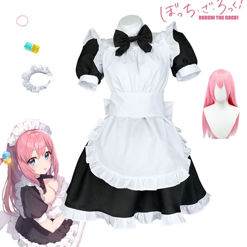 Anime Bocchi The Rock Gotou Hitori Maid Outfit Cosplay Costume Uniform ...