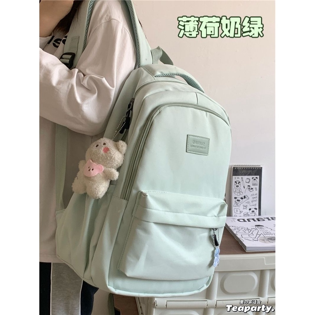 Simple Ins Campus Style Backpack Female Solid Color Large Capacity ...