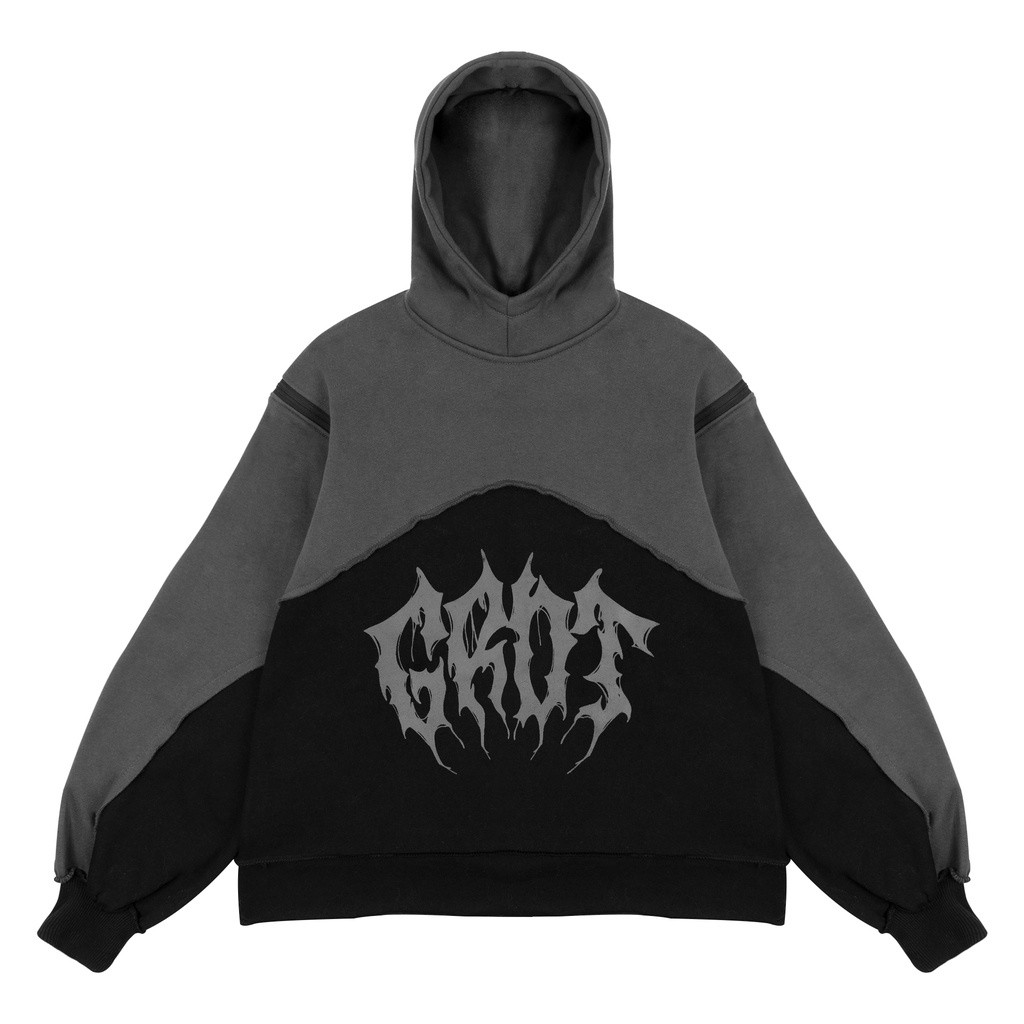 Grdt - Astaroth Two Tone Hoodie Oversize Black Gray | Shopee Malaysia