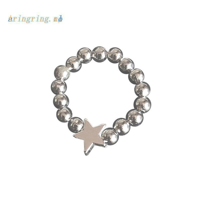 ARIN Colorful Crystal Beaded Elastic Ring Adjustable Stretch Stacking ...