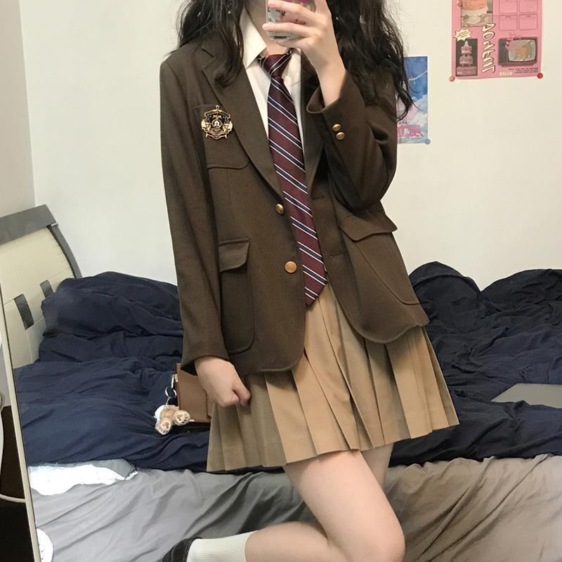 3pcs 2025 Pantone Jk Uniform School Uniform Full Set Women Suit Vintage ...