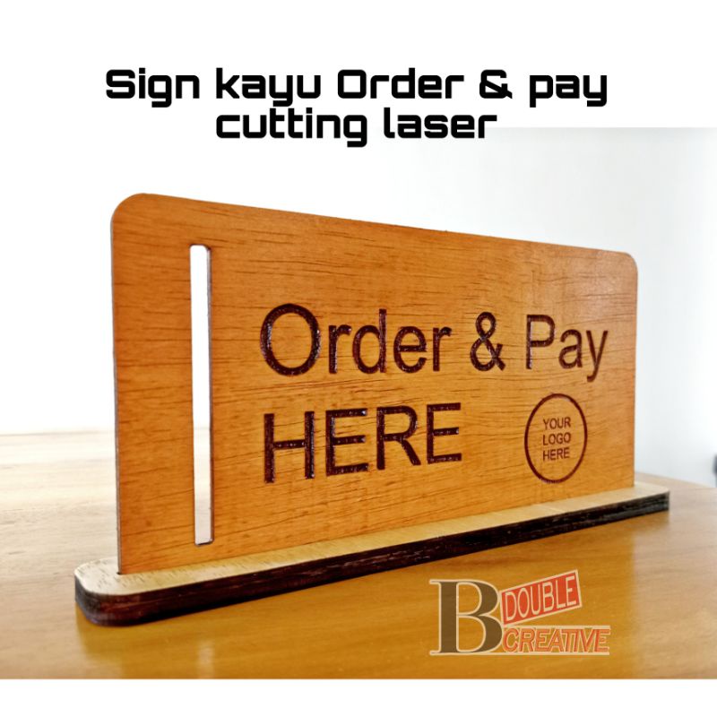 Signage order and pay here table marker free custom logo | Shopee Malaysia