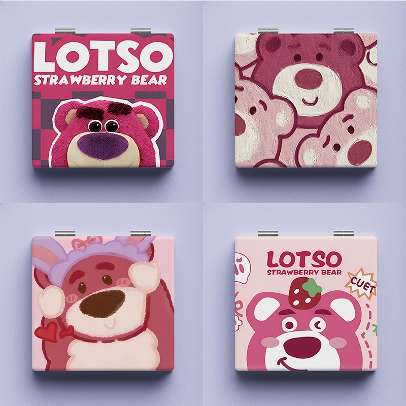Fashion Super Cute Cartoon Lotso Strawberry Bear Makeup Mirror Portable ...