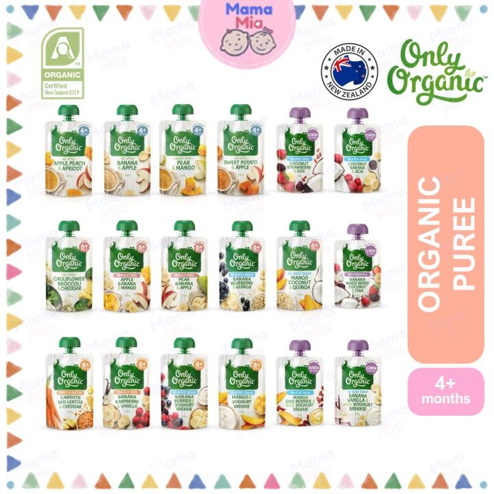 Only Organic Fruit & Vege Puree Pouches 120g 4 Months+ Baby Food ...