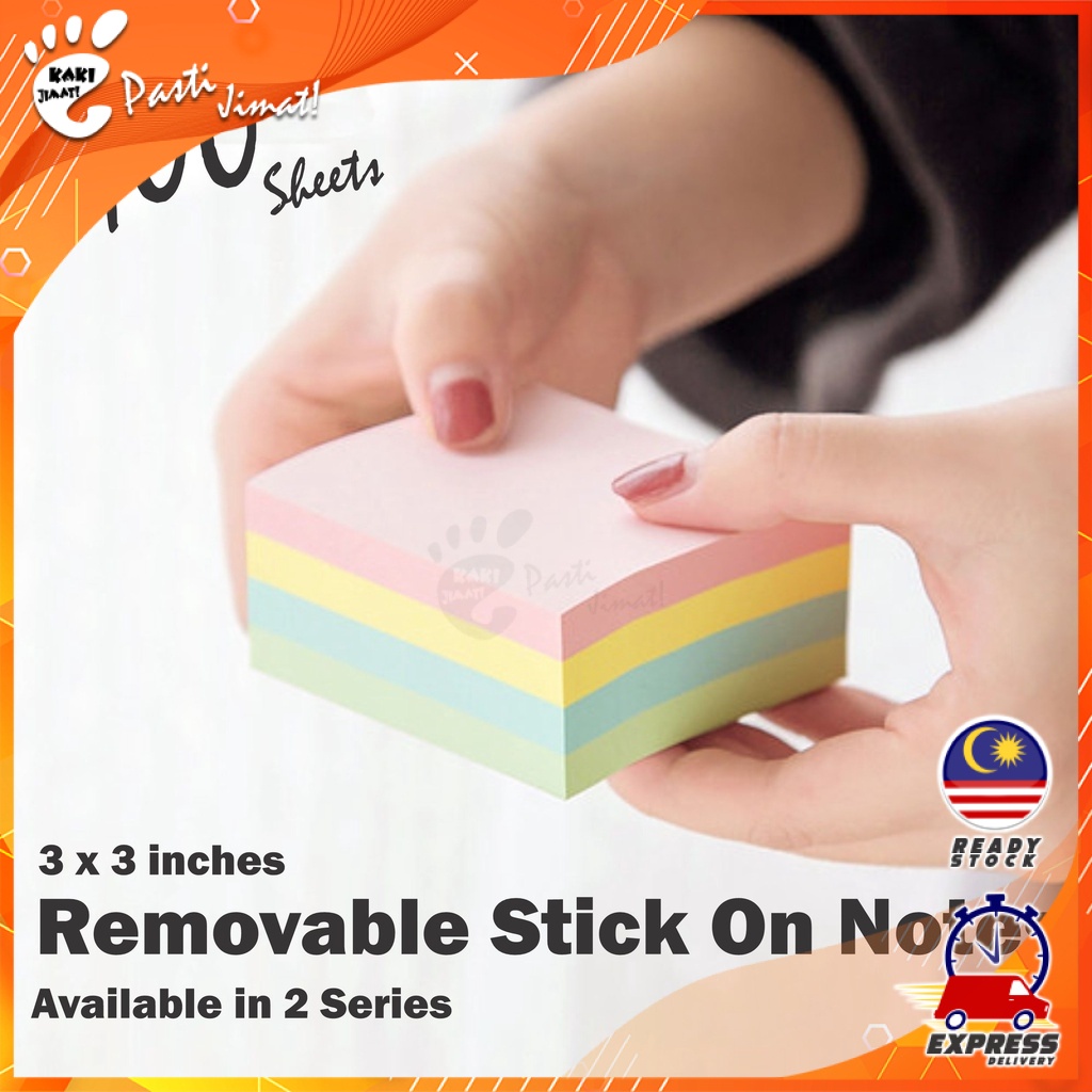 Kakijimat 3x3 Value Pack Sticky Notes 400 Sheets - Removable (Stick on ...
