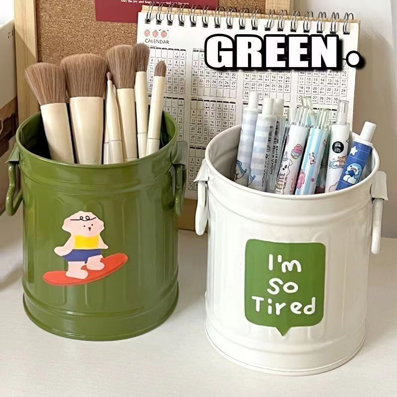 Cute Metal Pencil Buckets Pen Cups for Girls Students Stationery ...