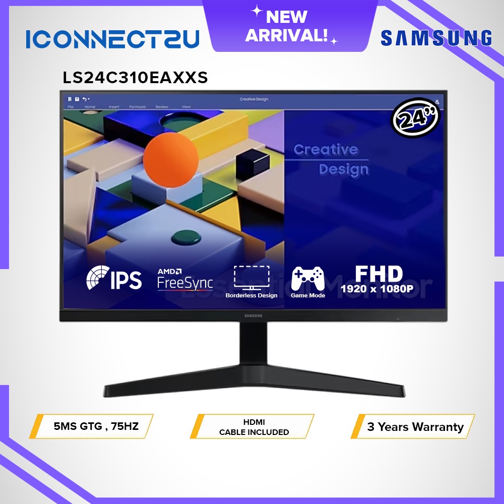 Samsung 24" LS24C310EAEXXS S3 S31C 75Hz 5MS FHD IPS Freesync Essential ...