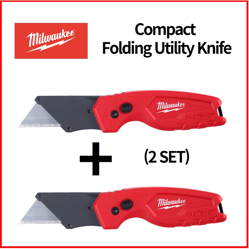 Milwaukee (1+1) 48-22-1500 FASTBACK Compact Folding Utility Cutter W ...