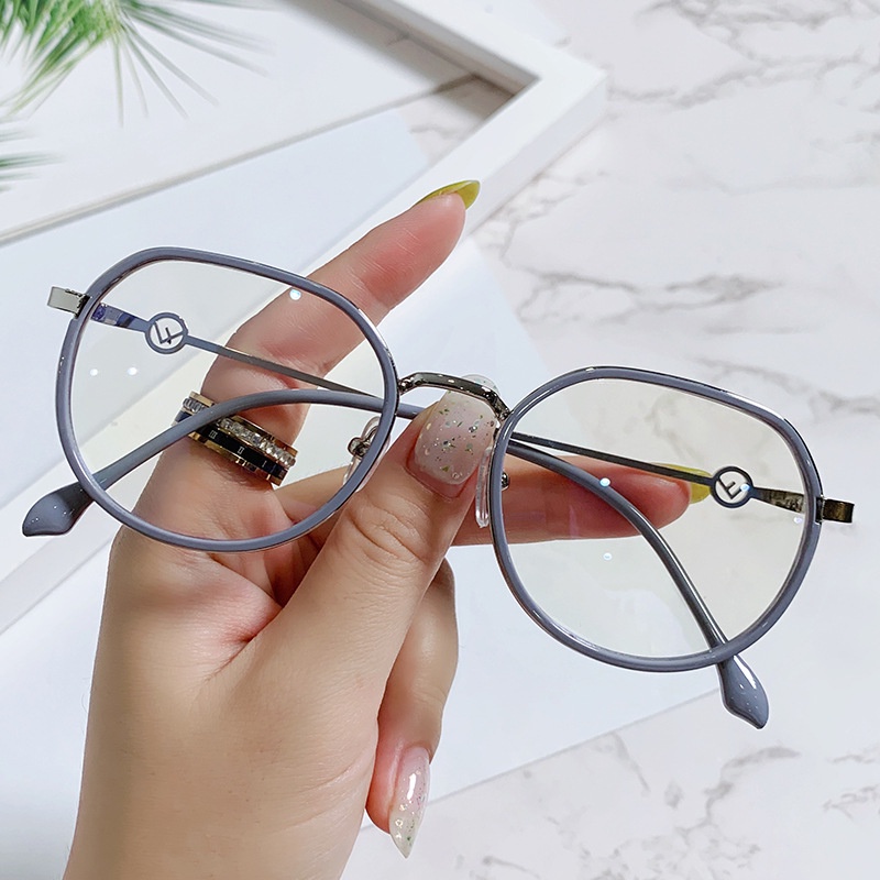 New Fashion Anti Blue Light Glasses Frame Metal Plain Glass Eyeglasses ...