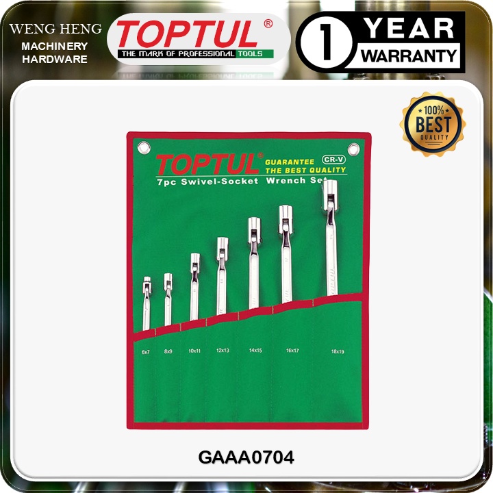 TOPTUL Double End Swivel-Socket Wrench Set - Green Pouch Bag (GAAA0704 ...