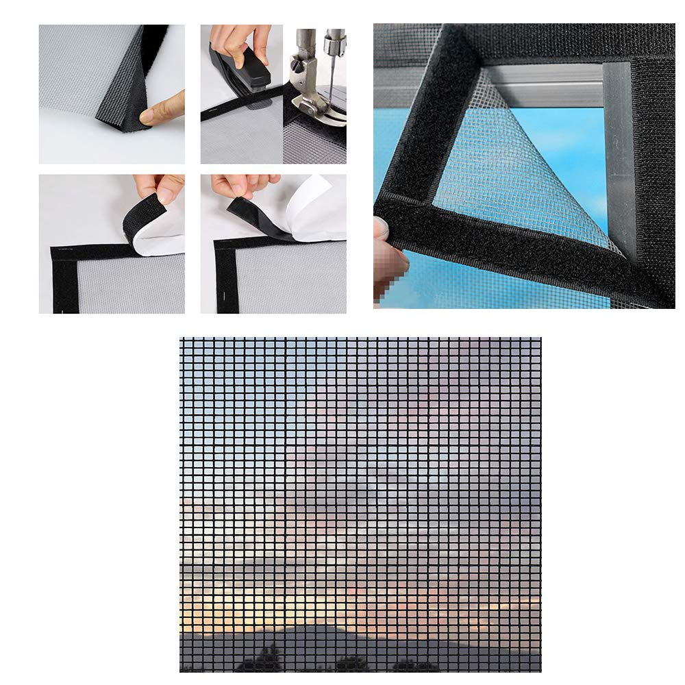 Gray Fiberglass Window Screen Netting Mesh DIY Self-Adhesive Window Net ...