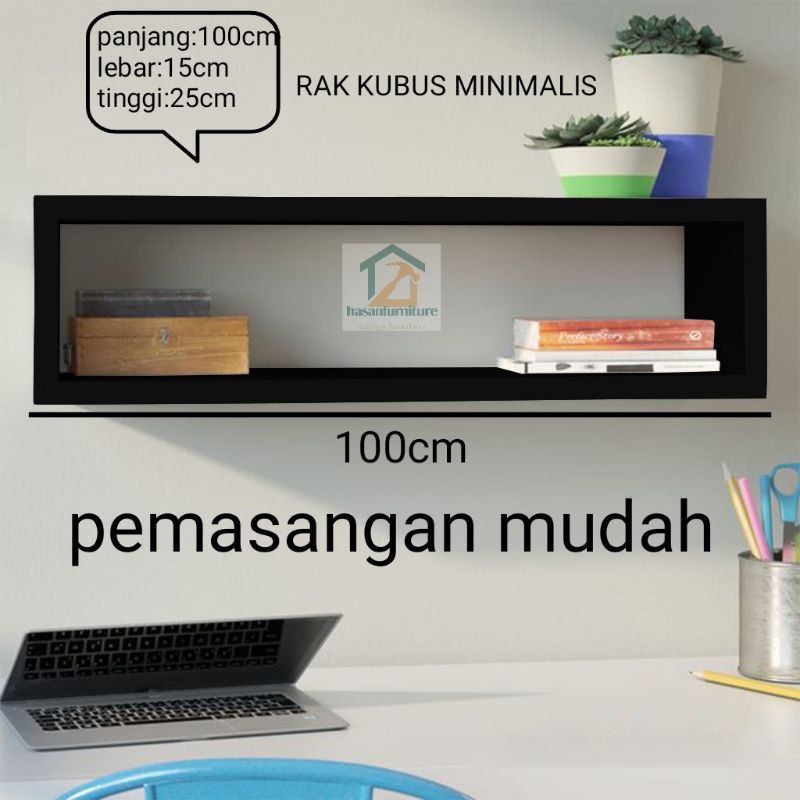 Cube wall shelf, minimalist floating cube shelf size 100cm | Shopee ...