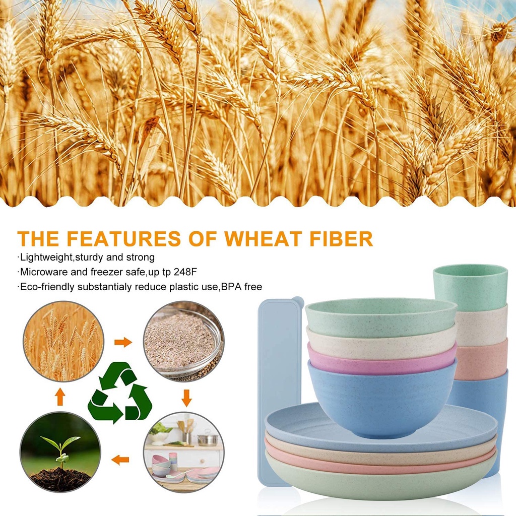 4pcs Set Pinggan Makan Dewasa 25cm Jerami Gandum Plates Wheat Straw ...