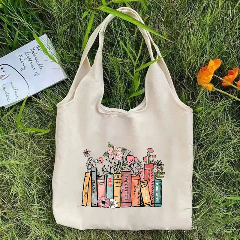 The Book House of Gold Print Tote Bag Literature Shoulder Bags ...