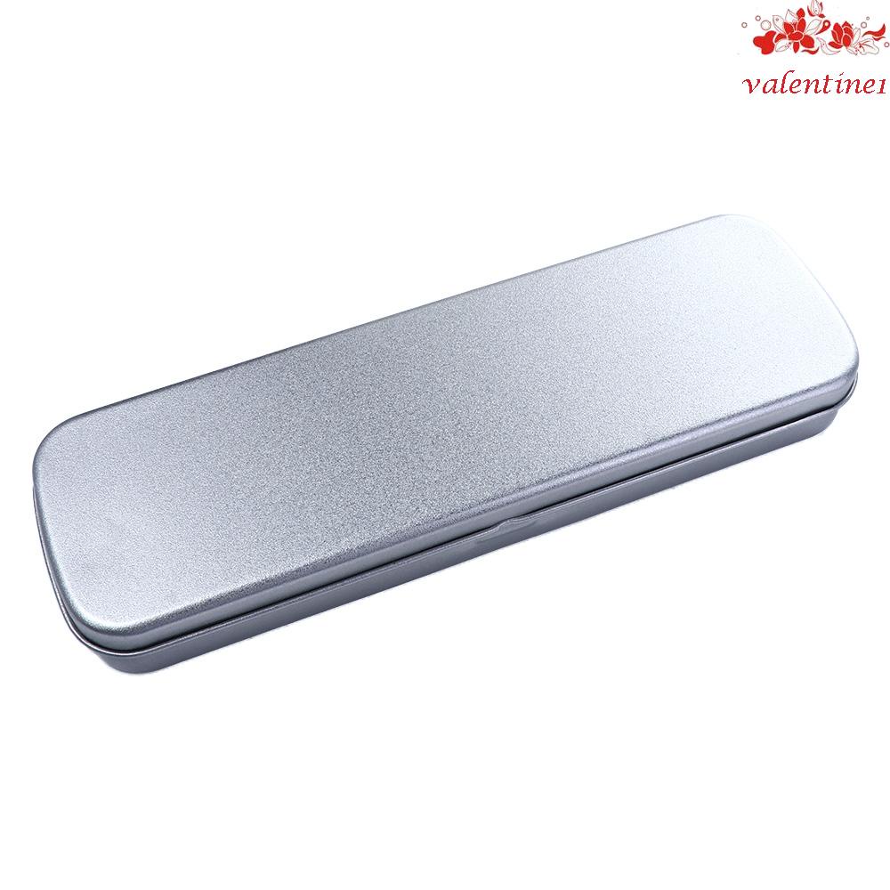 VALENTINE1 Pencil Case Office School Supplies Single Layer Silver Metal ...