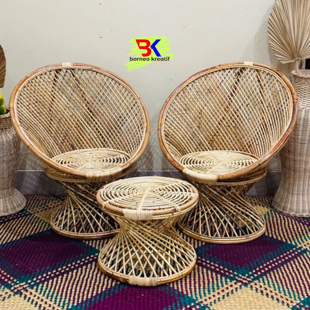 1 Set of Princess Model Rattan Patio Chairs | Shopee Malaysia