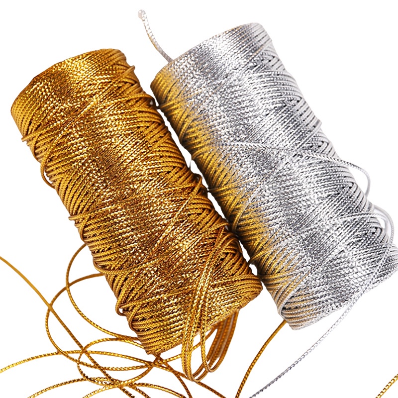 1.5mm 100Meters Gold Wire Macrame Cord Rope Thread Ribbon Bow Crafts ...