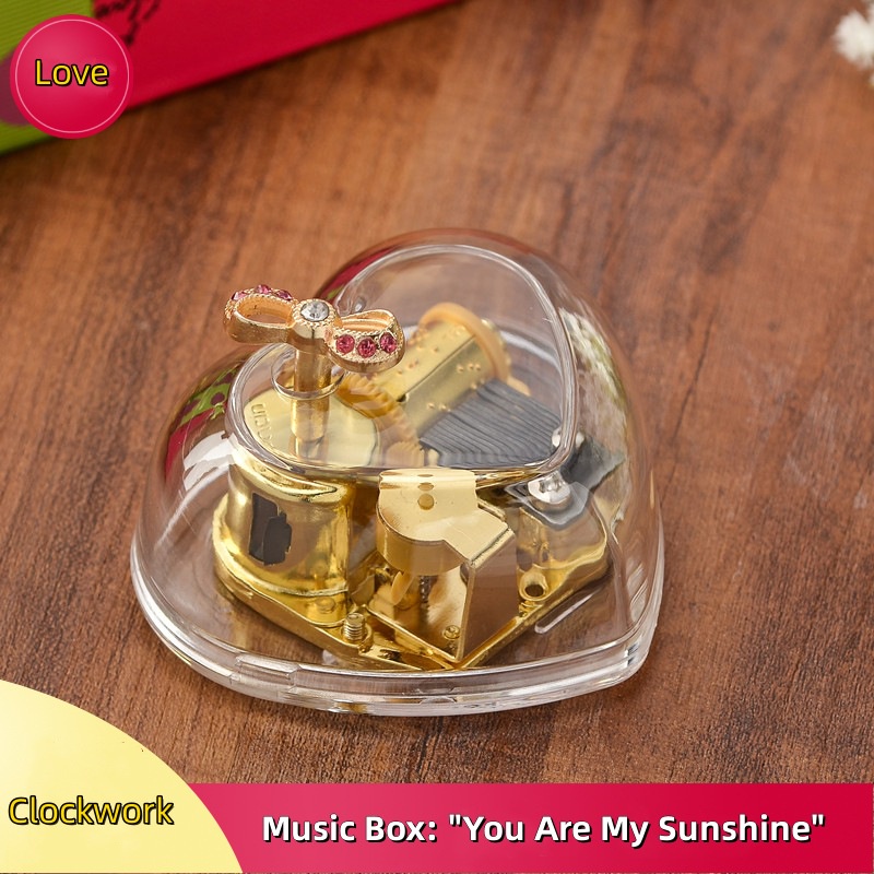Acrylic Round Square Heart Shape Transparent Wind-up Clockwork Music ...
