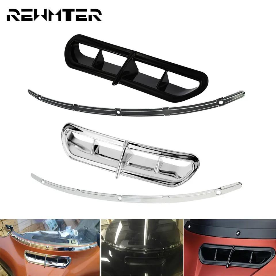 Motorcycle Black/Chrome CNC Windscreen Windshield Trim &Front Fairing ...