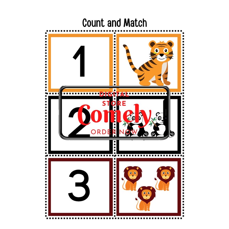 PRESCHOOL WORKSHEET [EDITABLE] Fun Math Animal Counting and Matching ...