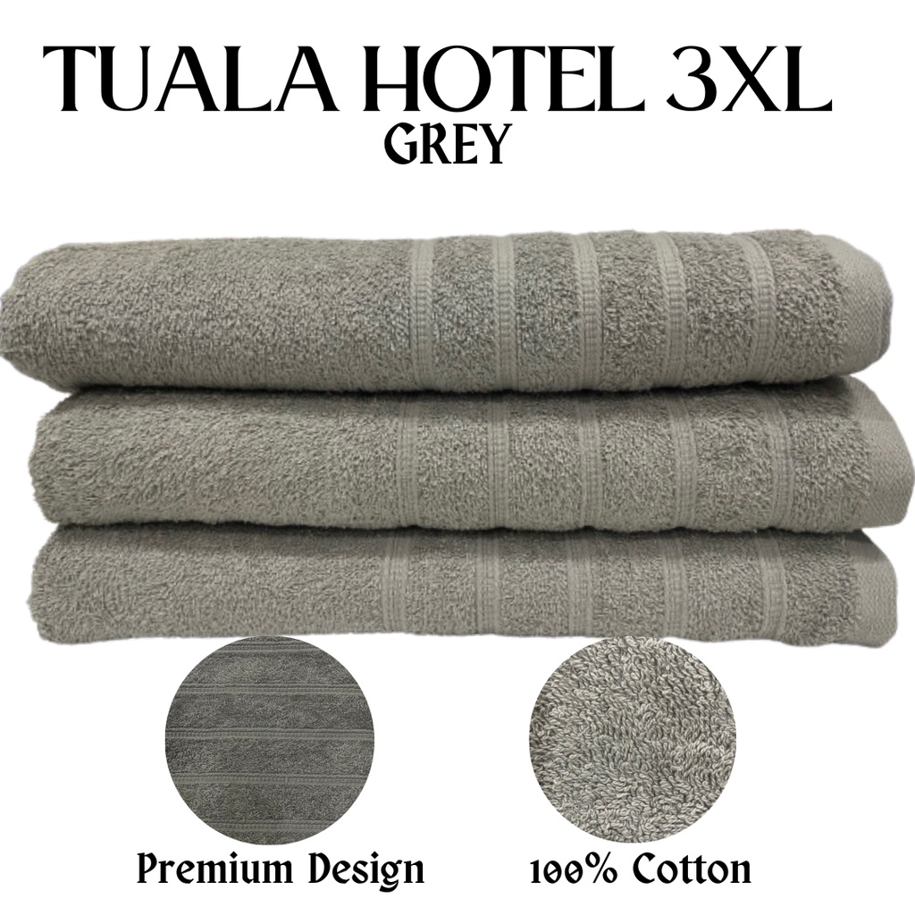 SERAP AIR TUALA MANDI WISCOSE HOTEL 3XL GREY 100% KAPAS BATH TOWEL ...
