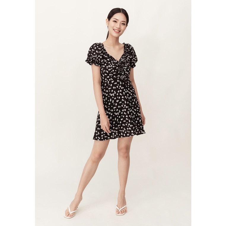 Plain B. Floral Slim Fit Lantern Sleeve Mini Dinner Dress Black ...