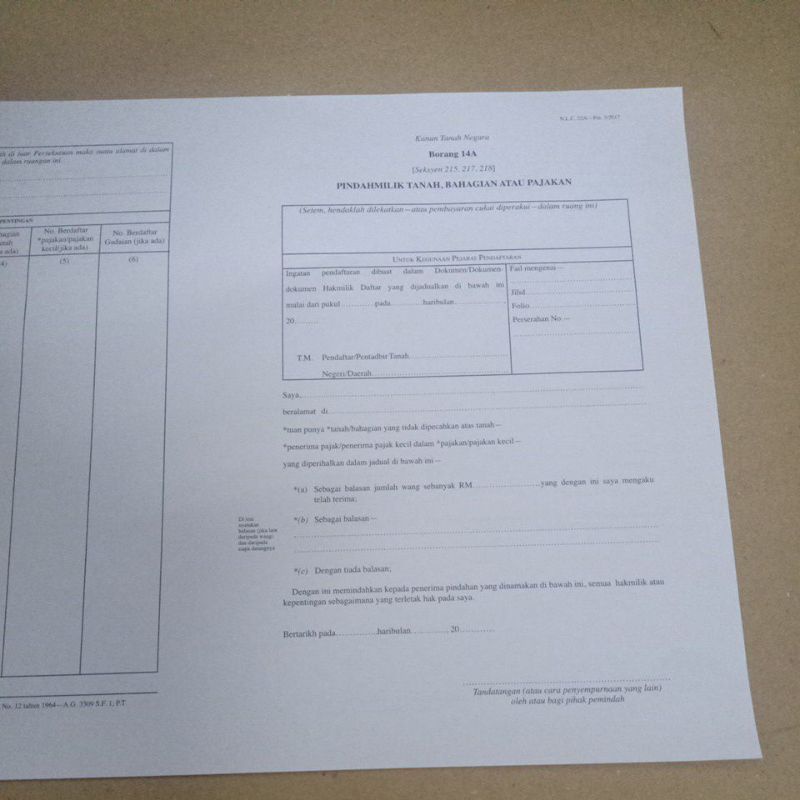Borang 14A(Pindah milik Tanah) | Shopee Malaysia
