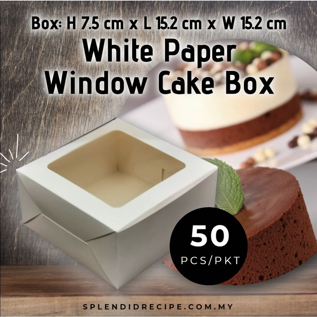 6x6x3 White Paper Window Cake Box (50 pcs/pkt) | Shopee Malaysia