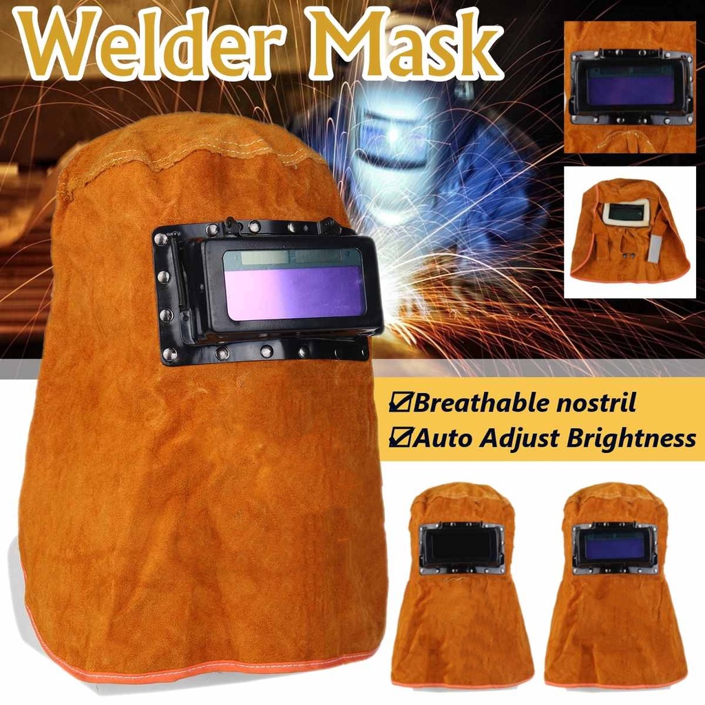 Welding Shield Cowhide Head Wear Welding Helmet Mask(ready Stock ...