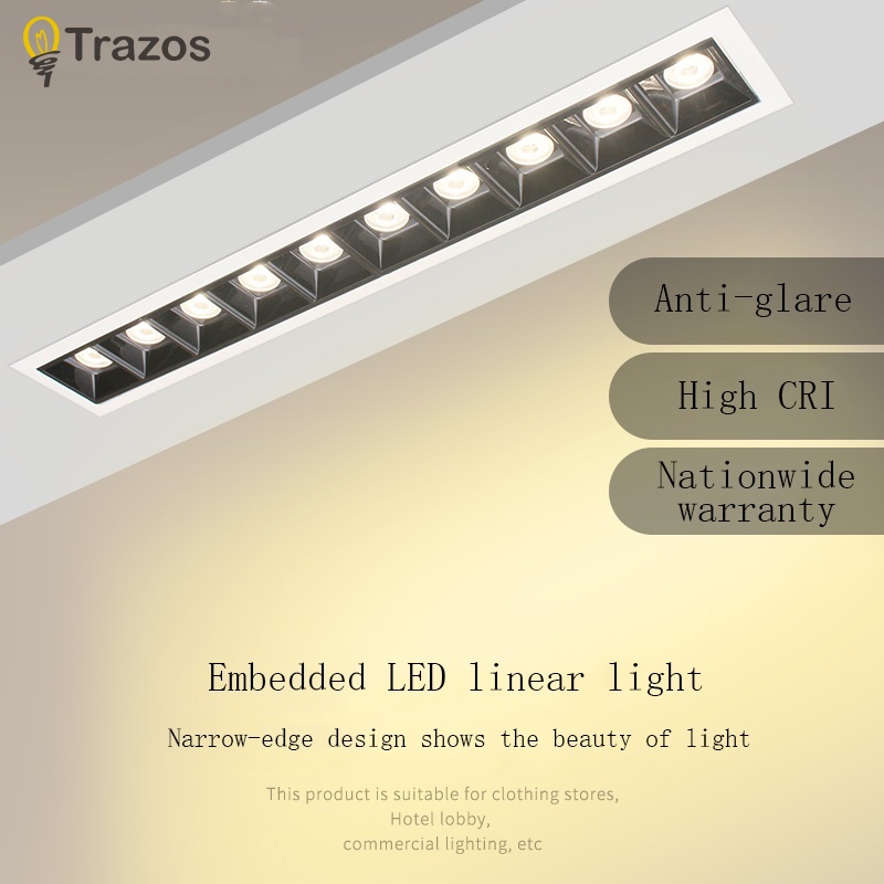 LED Line Spotlight Recessed Rectangle Grille Ceiling Lamp 5W 10W 20W ...
