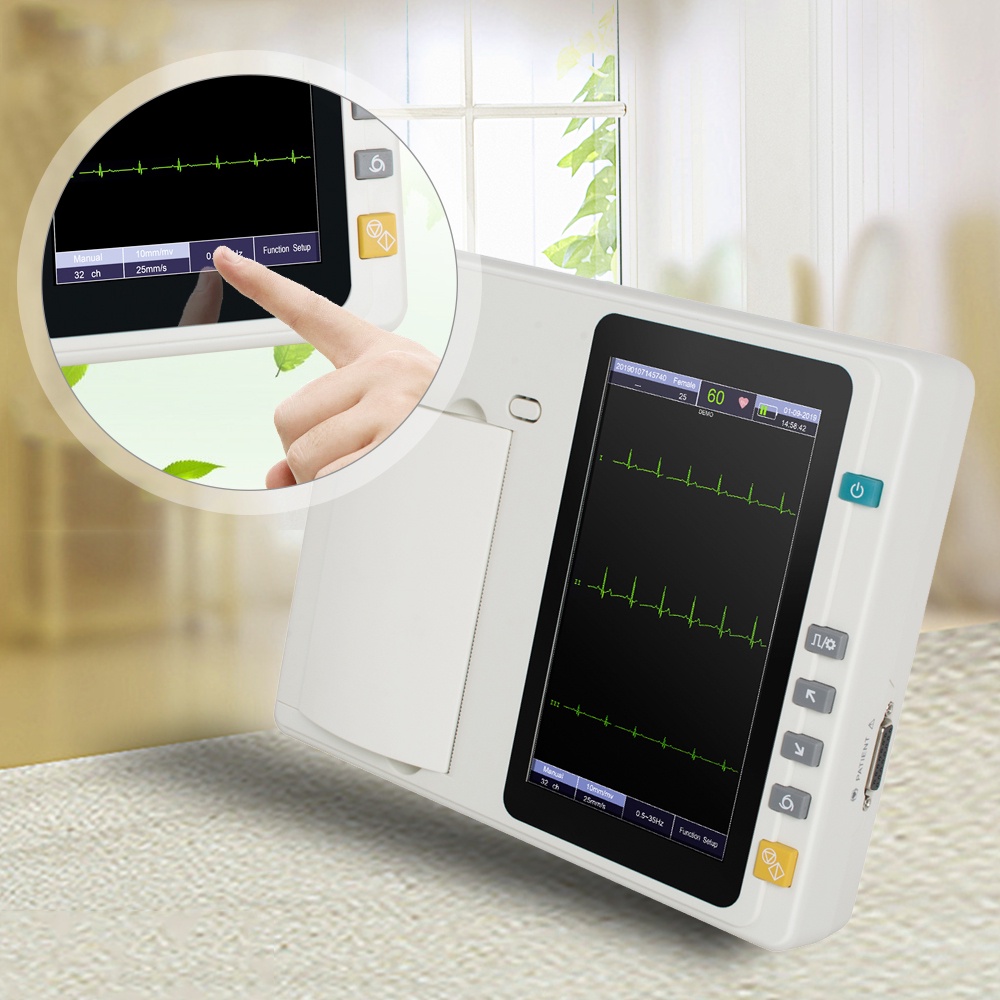 (Ship Today)ECG EKG Machine Portable ECG Monitor 7’’ LCD Digital 3 ...