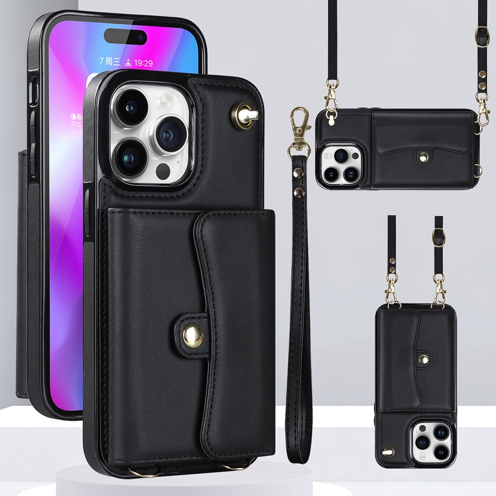 Sarung kad iPhone 15 pro max Dengan Tali Lanyard Sarung telefon bimbit ...