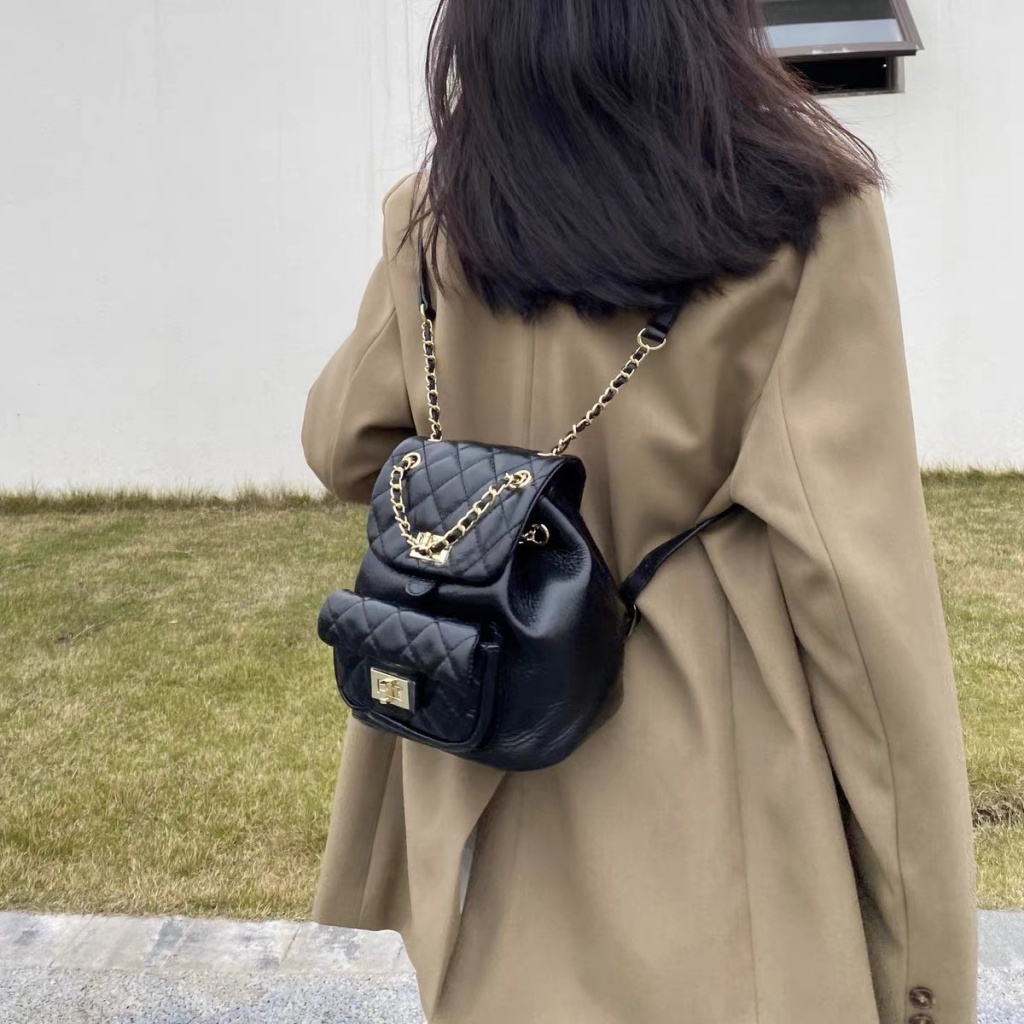 [FANTO] ransel kecil wanita 2022 versi Korea baru mini rhombic beg rantaian retro lapang liar ...