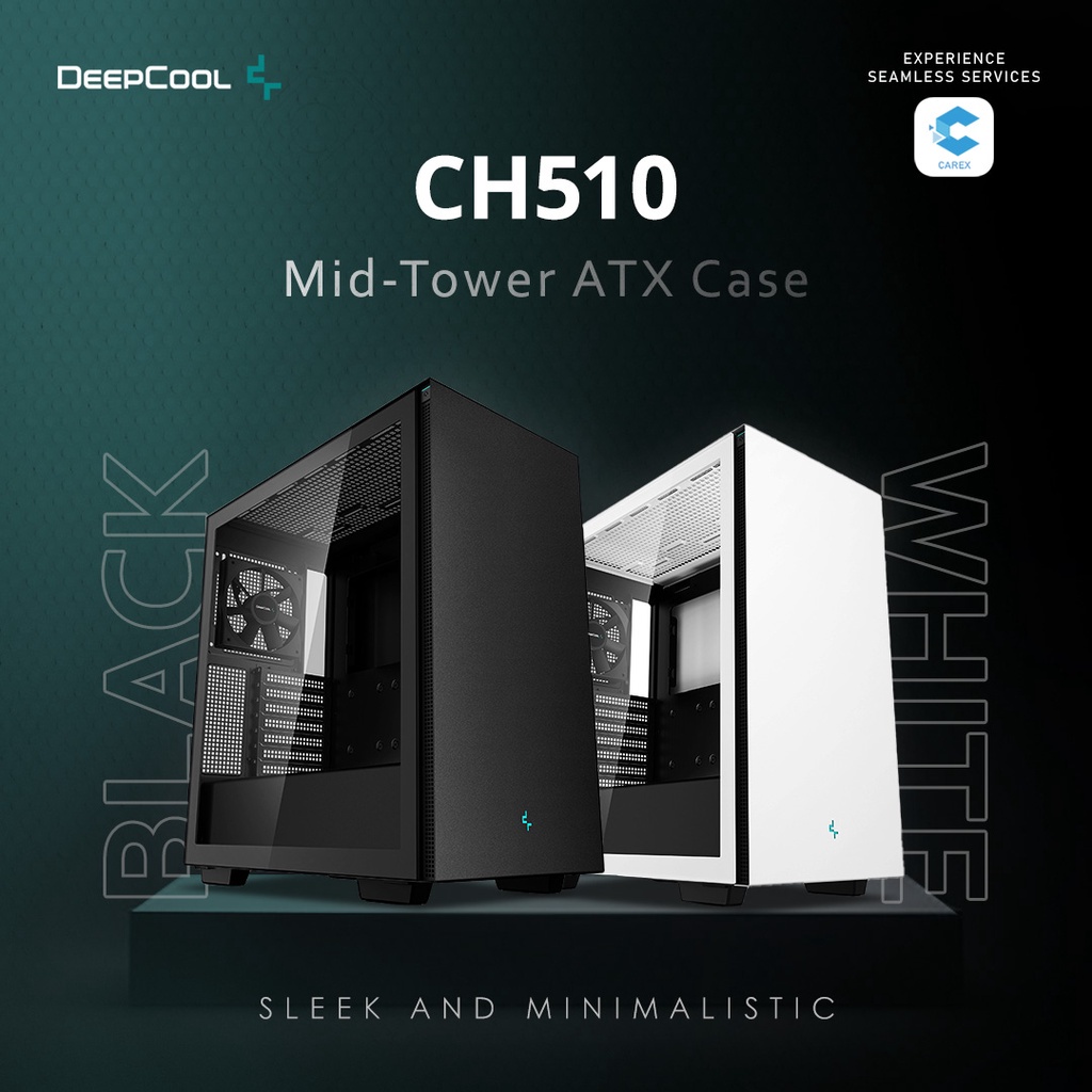 # DeepCool CH510 [BLACK/WHITE] Mid Tower T.G PC Case # | Shopee Malaysia