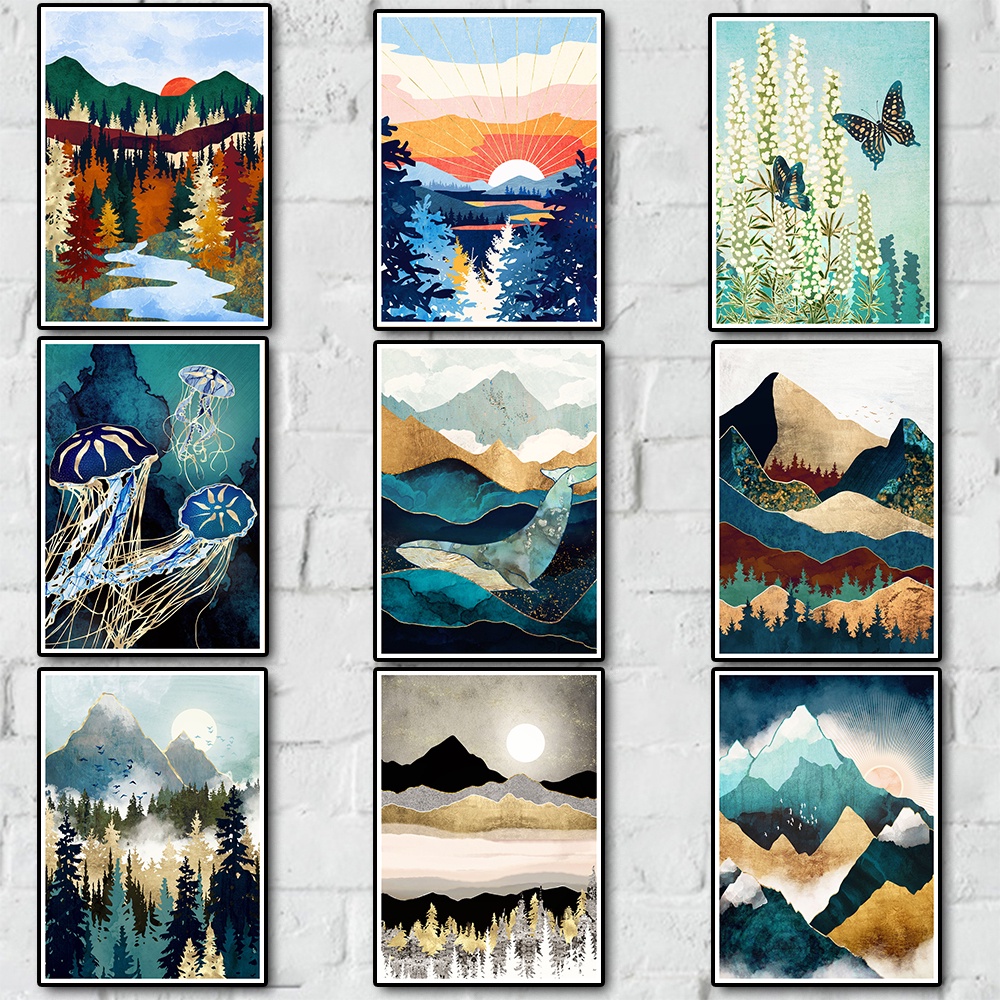 Natural Scenery Animal Style Painting Retro Kraft Paper Poster ...