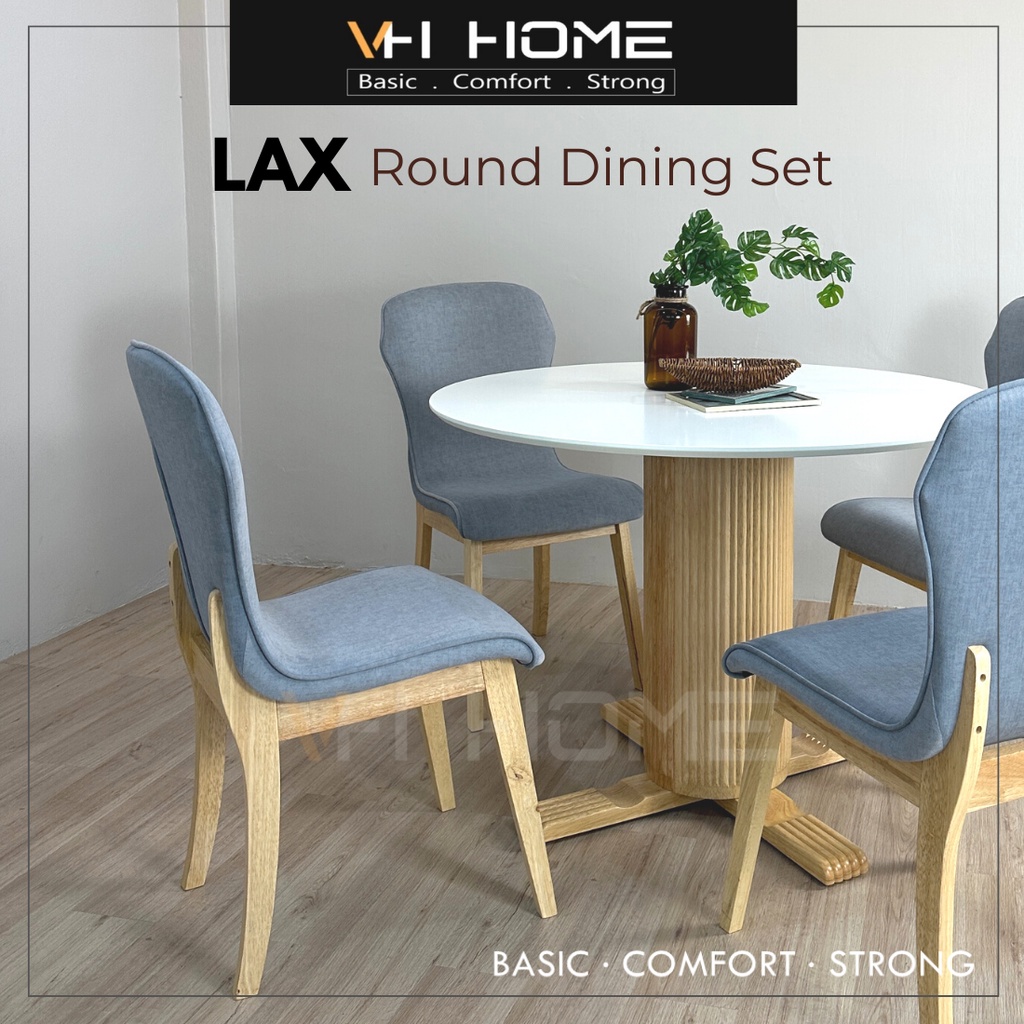 LAX Round Dining Table 1+6 Chair Stool Special Modern Design Meja Makan Bulat 3.5FT/4FT Stool ...