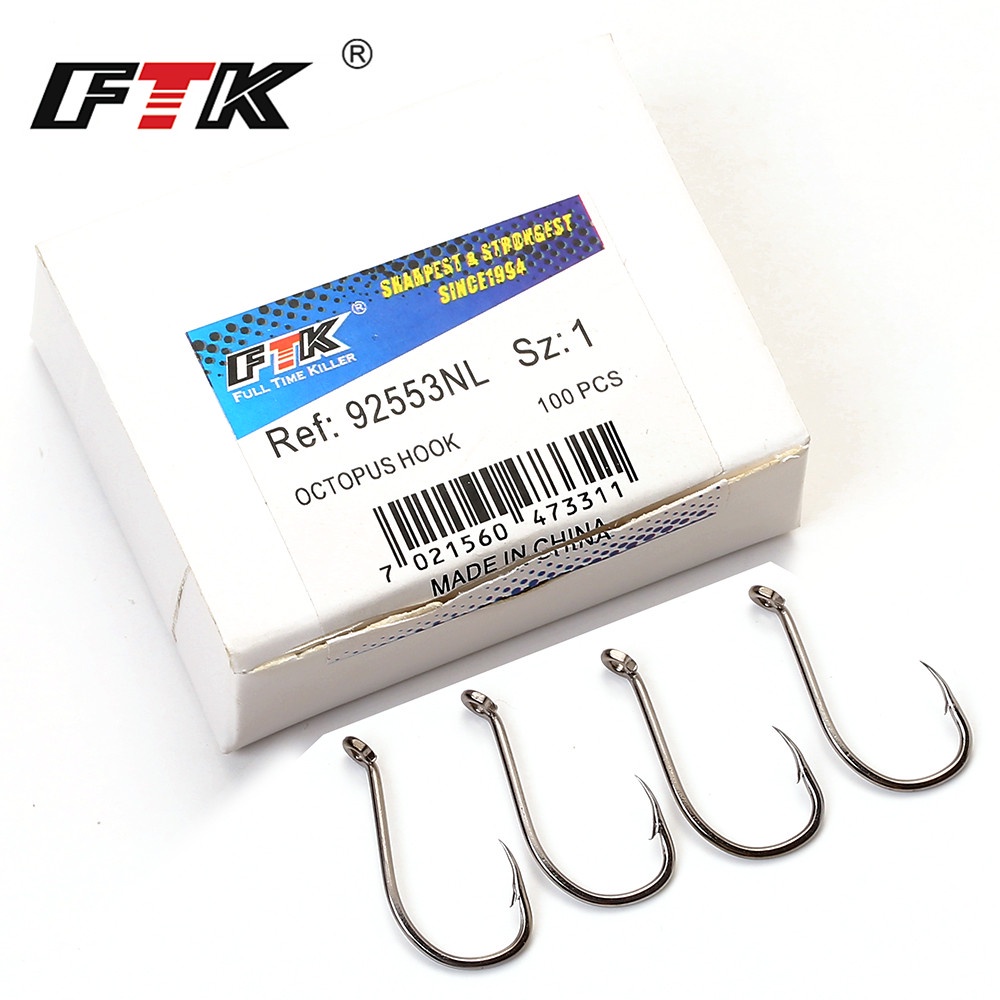 FTK 92553NL Fishing Hook Ringed High Carbon Steel Barbed Hook Fishing ...